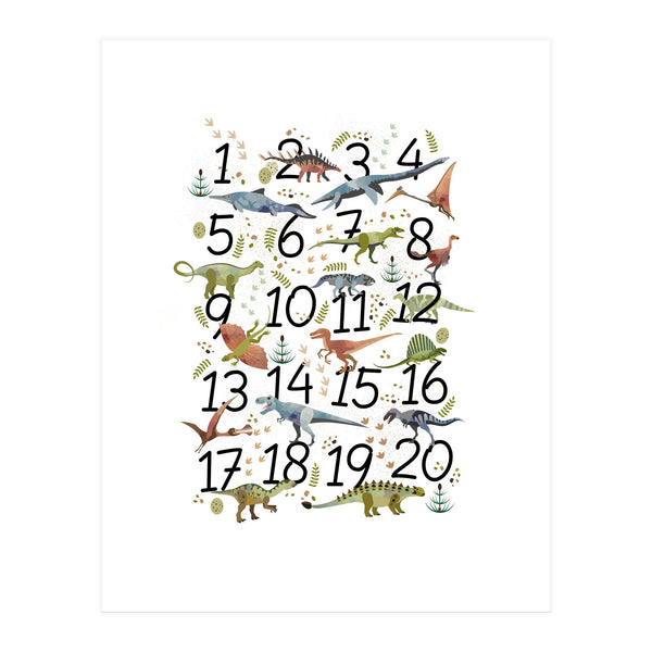 Dinosaur Numbers (Print Only) Art Print by Piccalilli Prints | Arthaus