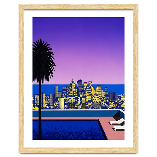 Hiroshi Nagai - City Pop At Night, Swimming Pool Art Print by William ...