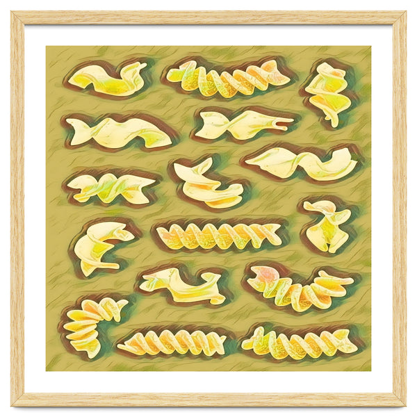 Pasta shapes fusilli and rotini Art Print by ConteMonfrey | Arthaus