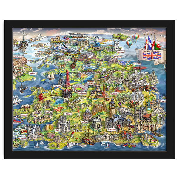 Illustrated Map Of The United Kingdom Art Print by Maria Rabinky | Arthaus