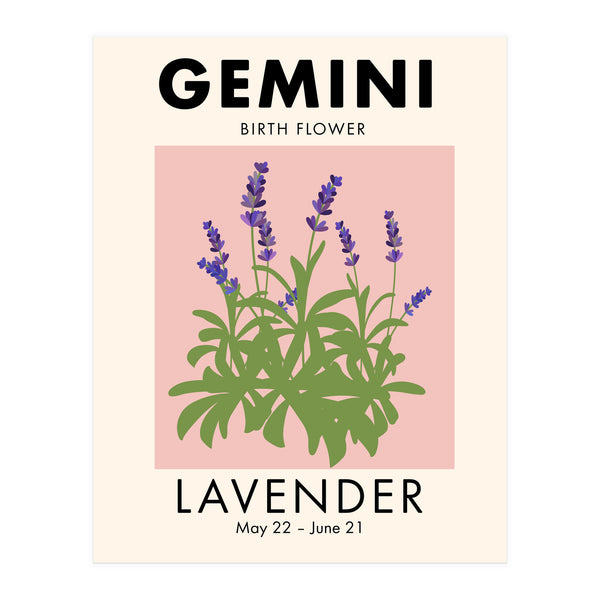 Gemini Birth Flower Lavender (Print Only) Art Print by Janiyah | Arthaus