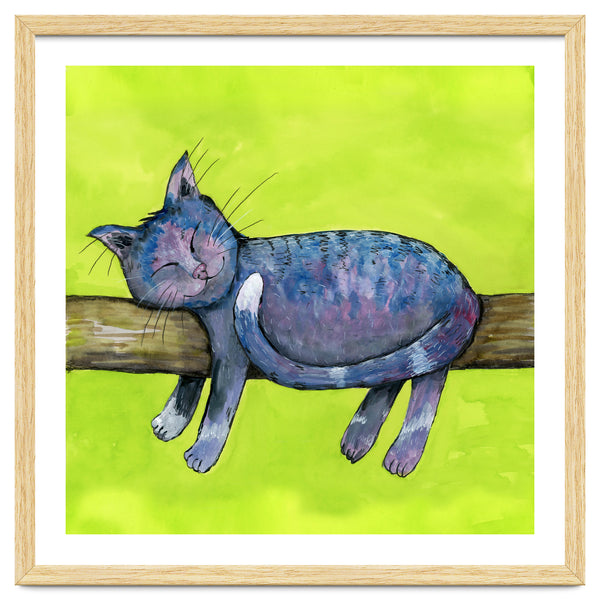 Sleeping cat in purpe Art Print by Bwiselizzy | Arthaus