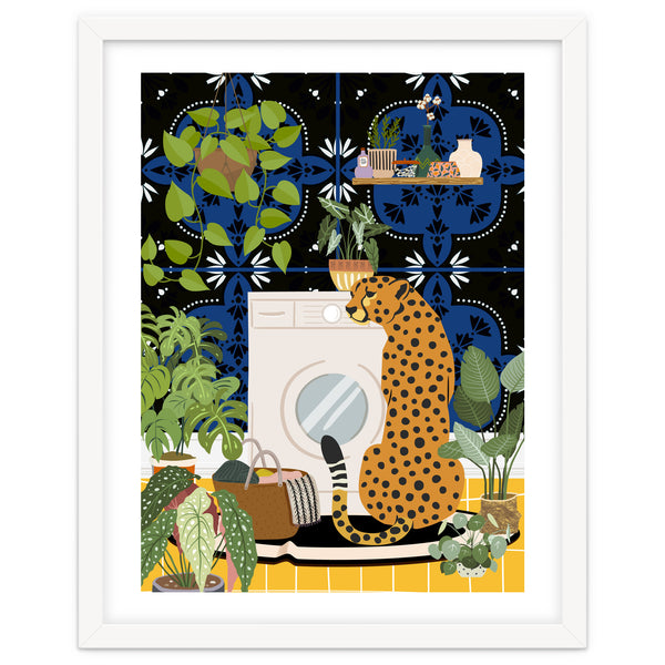 Cheetah in Moroccan Style Laundry Room Art Print by Janiyah | Arthaus