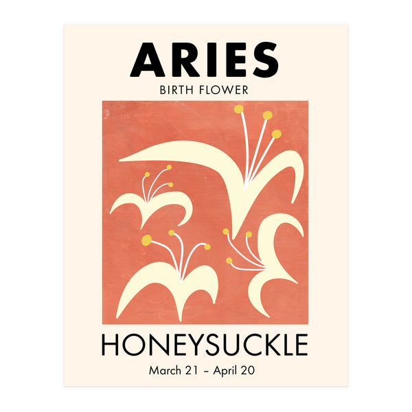 Aries Birth Flower Honeysuckle (Print Only) Art Print by Janiyah | arthaus