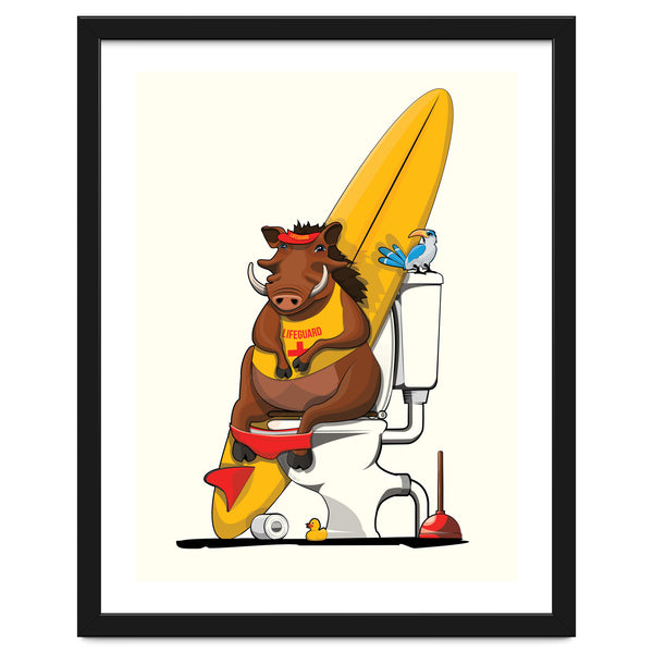 Warthog on the Toilet, Funny Bathroom Humour Art Print by In The ...