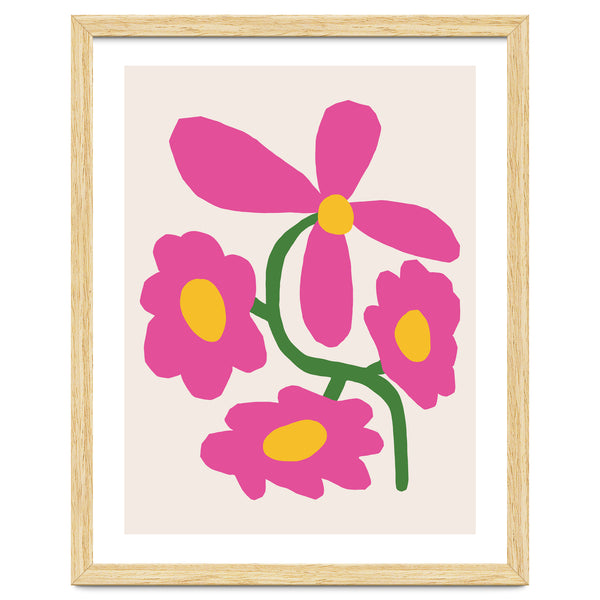 Pink Retro Cut Out Flower Art Print by Ildiko Sipos | Arthaus